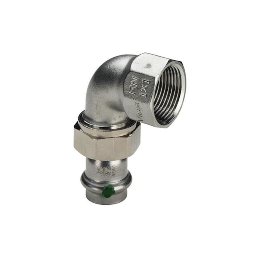 3-del. kniekoppeling vlakd. SANPRESS Inox persaansluiting 22x3/4" bn ...