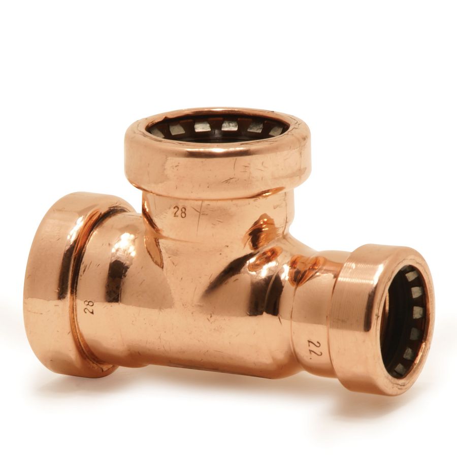 T-koppeling verlopend Tectite-S koper push 28x28x22mm VVE=2 VSH | Rensa