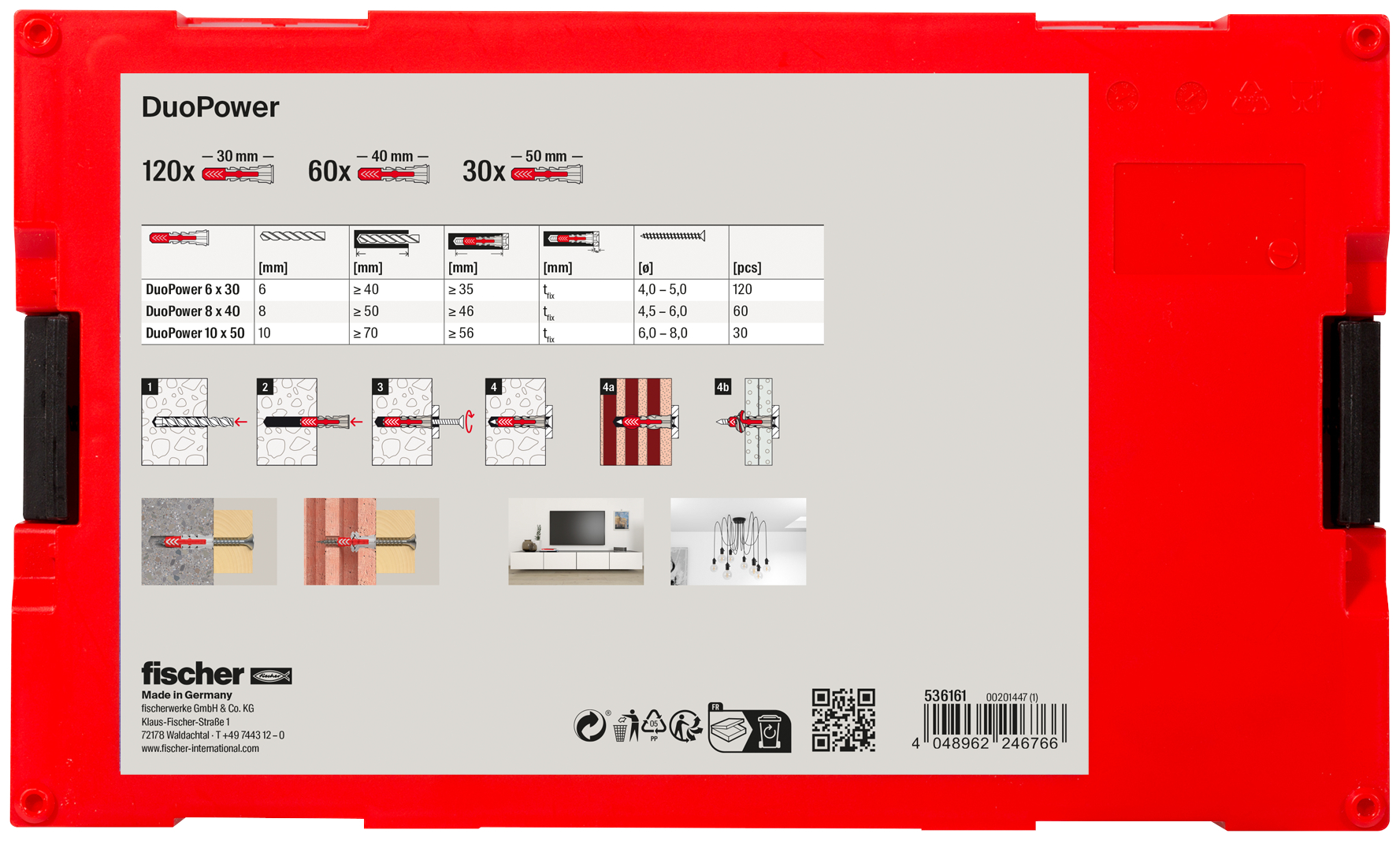 Muurpluggenset in Fixtainer Duopower NV 210-delig Fischer | Rensa